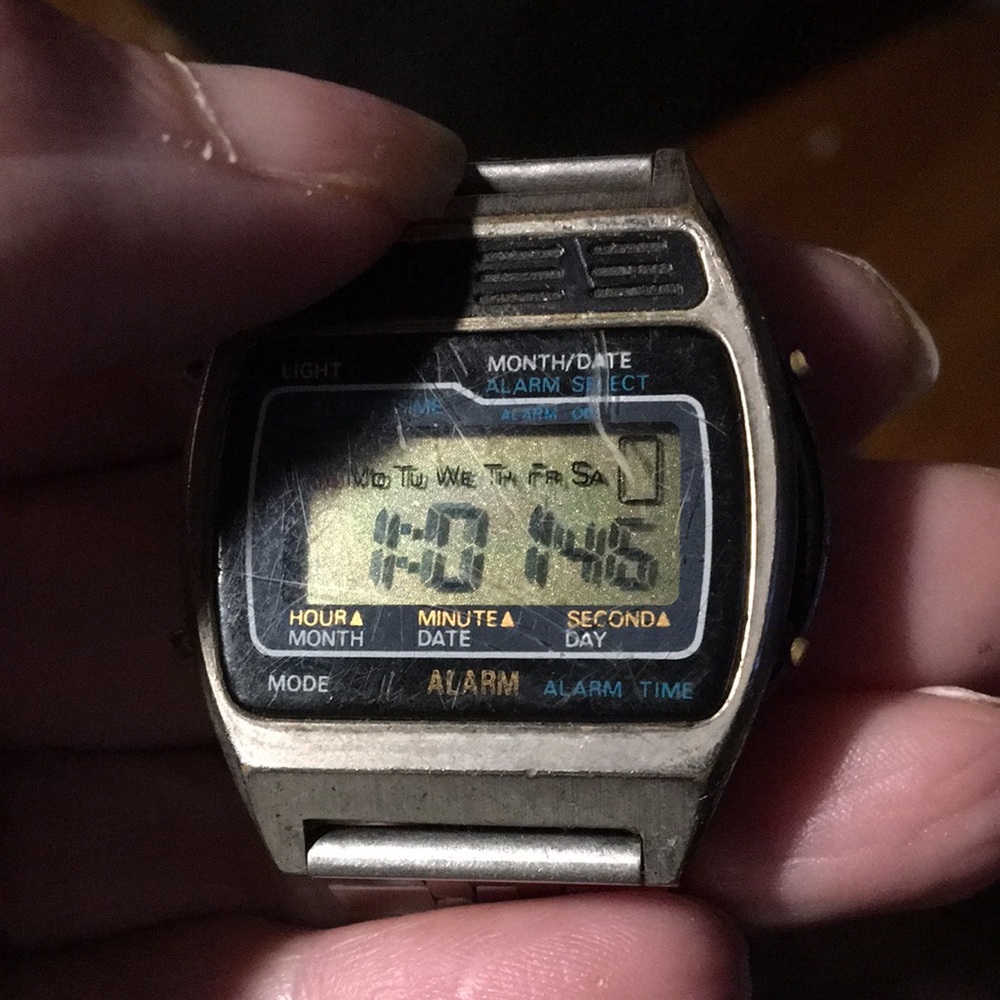 Rare Vtg 80s Lcd Stainless Digital Watch Armitron Qua… - Gem